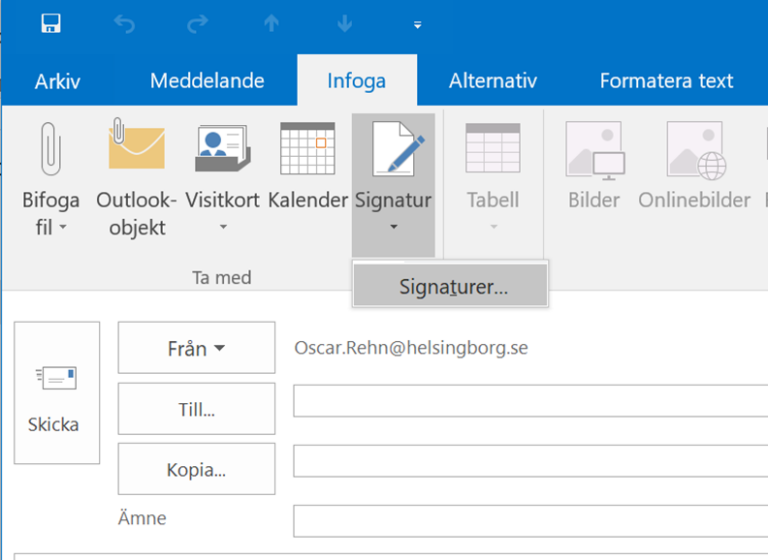 Lägga till din mejl-signatur i Outlook på dator