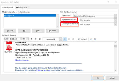 Lägga till din mejl-signatur i Outlook på dator