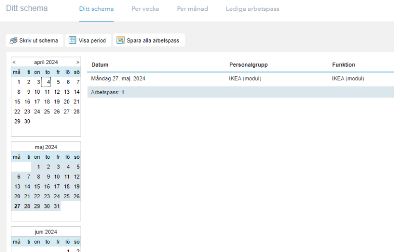 Ditt schema i Planday