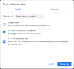 Rensa cookies och cache | HR-servicecenter